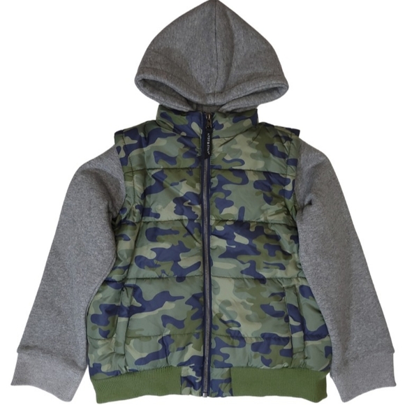 Andy & Evan | Jackets & Coats | Fallwinter Boys Grey Camo Hooded Puffer ...